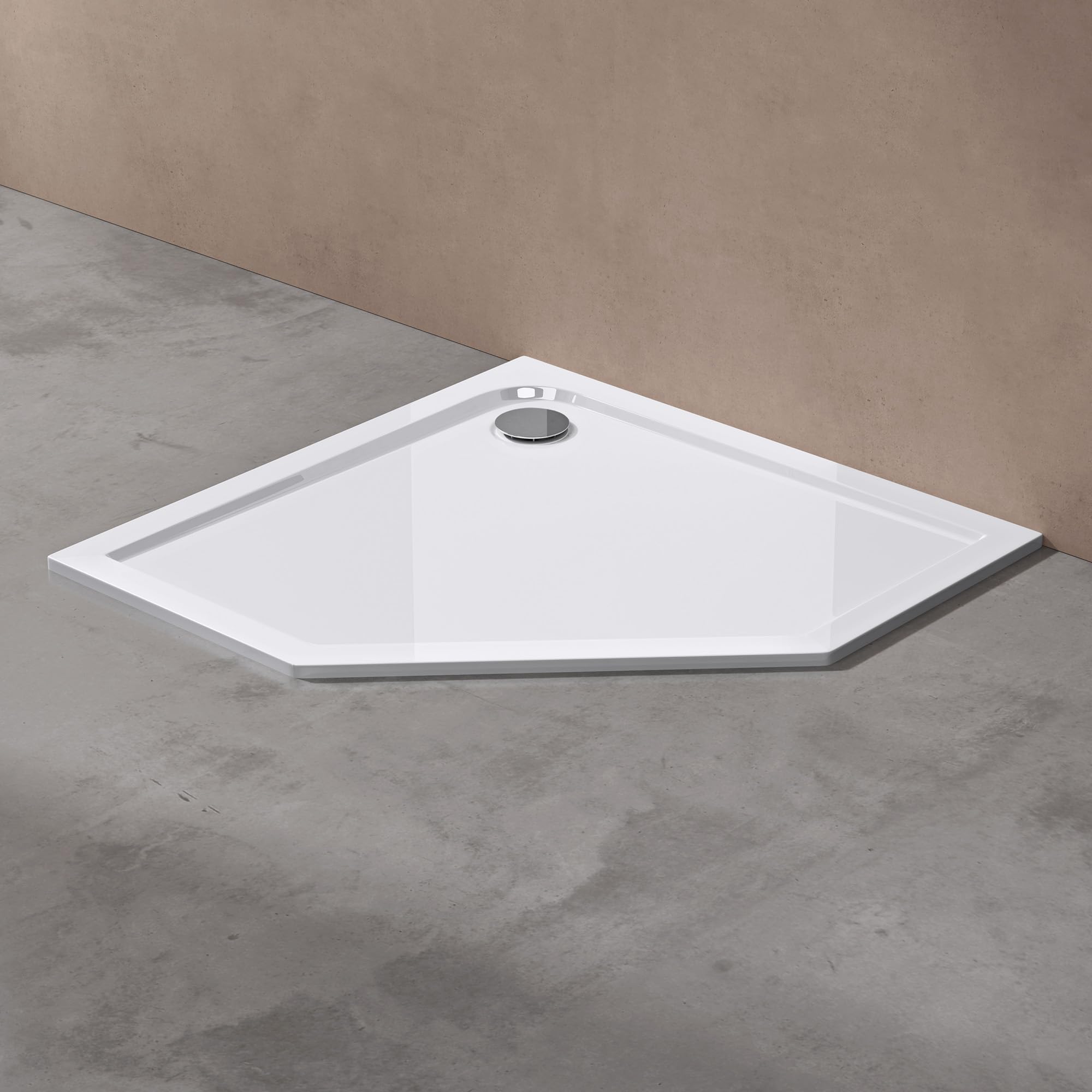 Doporro Receveur de douche pentagonale bac à douche extraplat acrylique ...