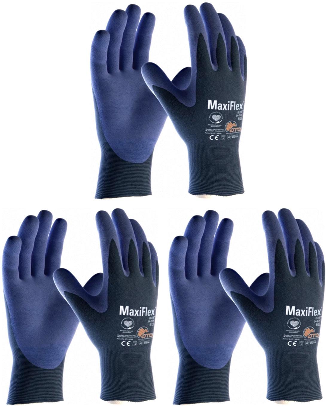 3 paires de gants de travail ATG MaxiFlex® Elite™ 34-274 (Taille 9 ...