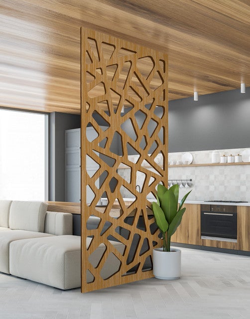 CLOISON DE SEPARATION BOIS TYPE Claustra décorative LOUVA chêne L.80 x ...