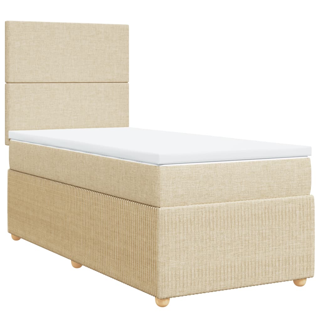 Cama box spring con colchón tela color crema 100x200 cm | Leroy Merlin