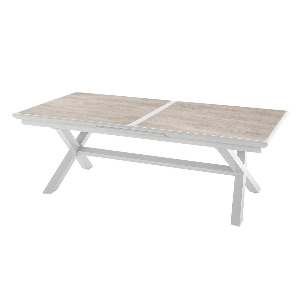 Table de jardin extensible Axiome Sépia & Blanc - Hespéride | Leroy Merlin
