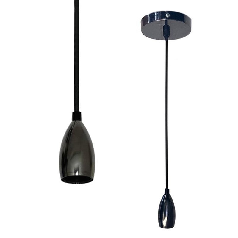 Bombilla colgante ovalada cromada E27 - Negra - SILUMEN | Leroy Merlin