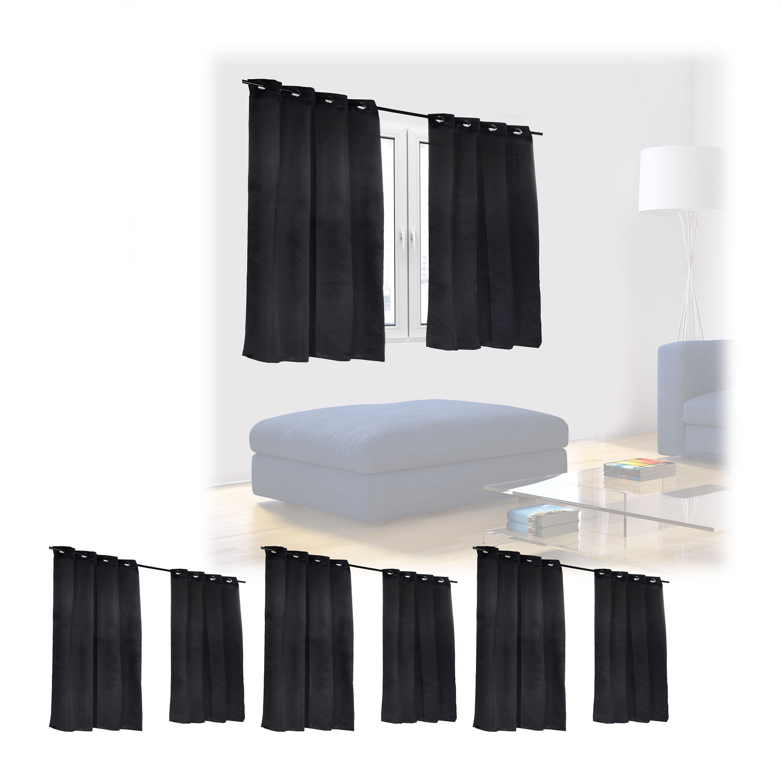 Relaxdays Rideaux jeu de 8, opaque, chambre à coucher, coupe-vue ...