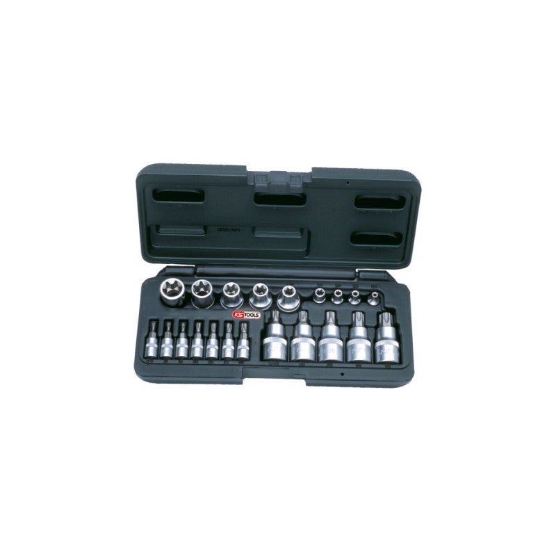 Coffret de douilles et douilles tournevis TORX KS TOOLS, 1/4'' - 1/2'', 21 pièces | Leroy Merlin