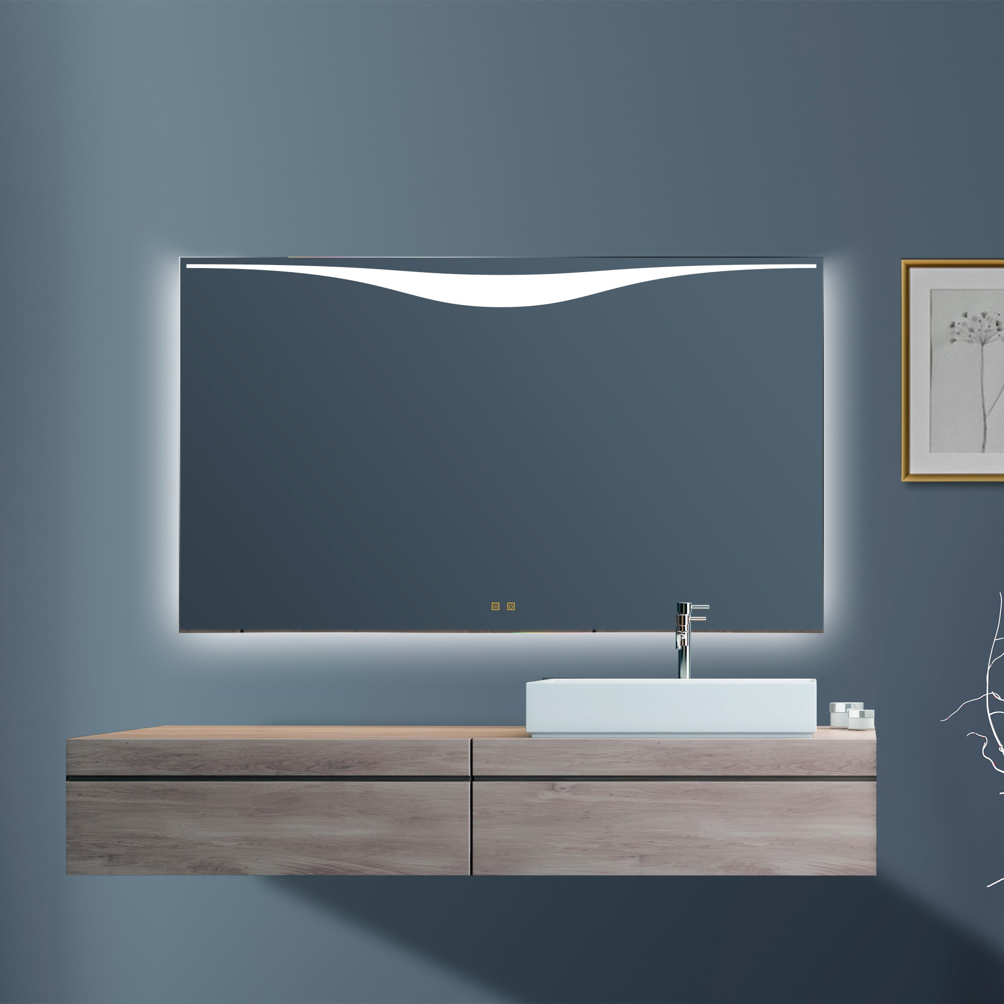 Espejo de baño con antivaho y luz LED CLIO, 120x70cm - MANILLONS ...