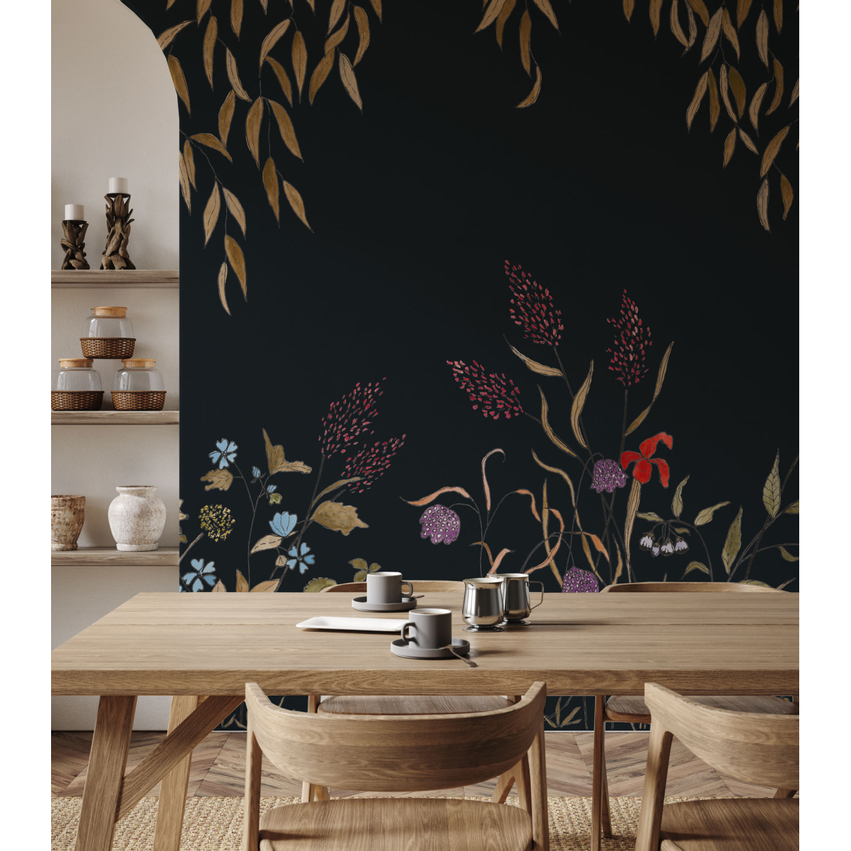 Carta da parati panoramica vegetazione della chioma, Blu notte 300 x ...