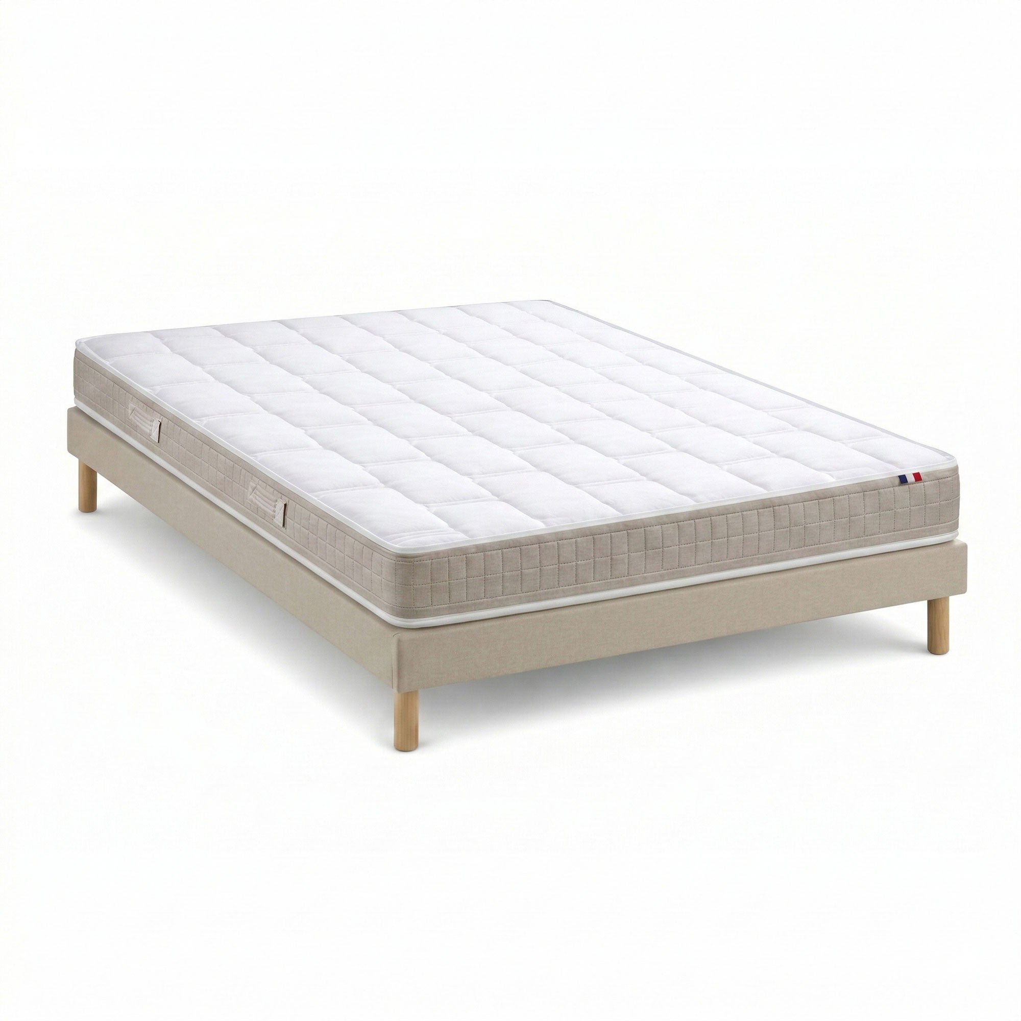 Matelas 100% latex 5 zones H18 sommier en kit beige 160 x 200 | Leroy ...