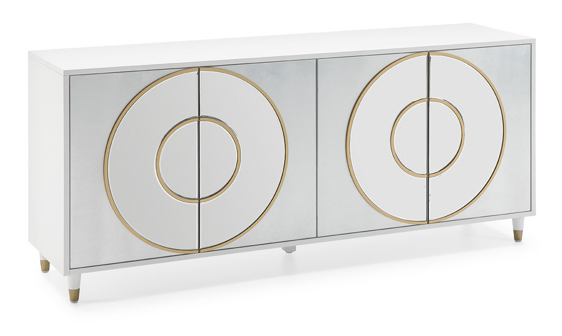 Buffet 4 portes miroir blanc et feuille d'argent | Leroy Merlin