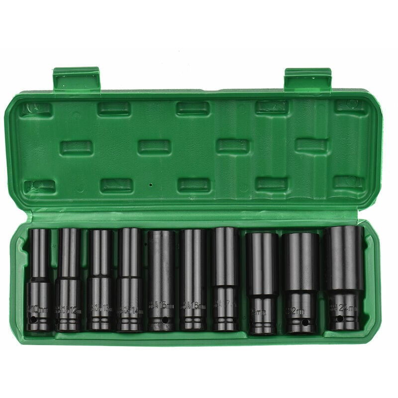 Jeu de douilles a chocs hexagonales a entrainement 1/2 pouce, 10 pieces, tailles metriques de ...