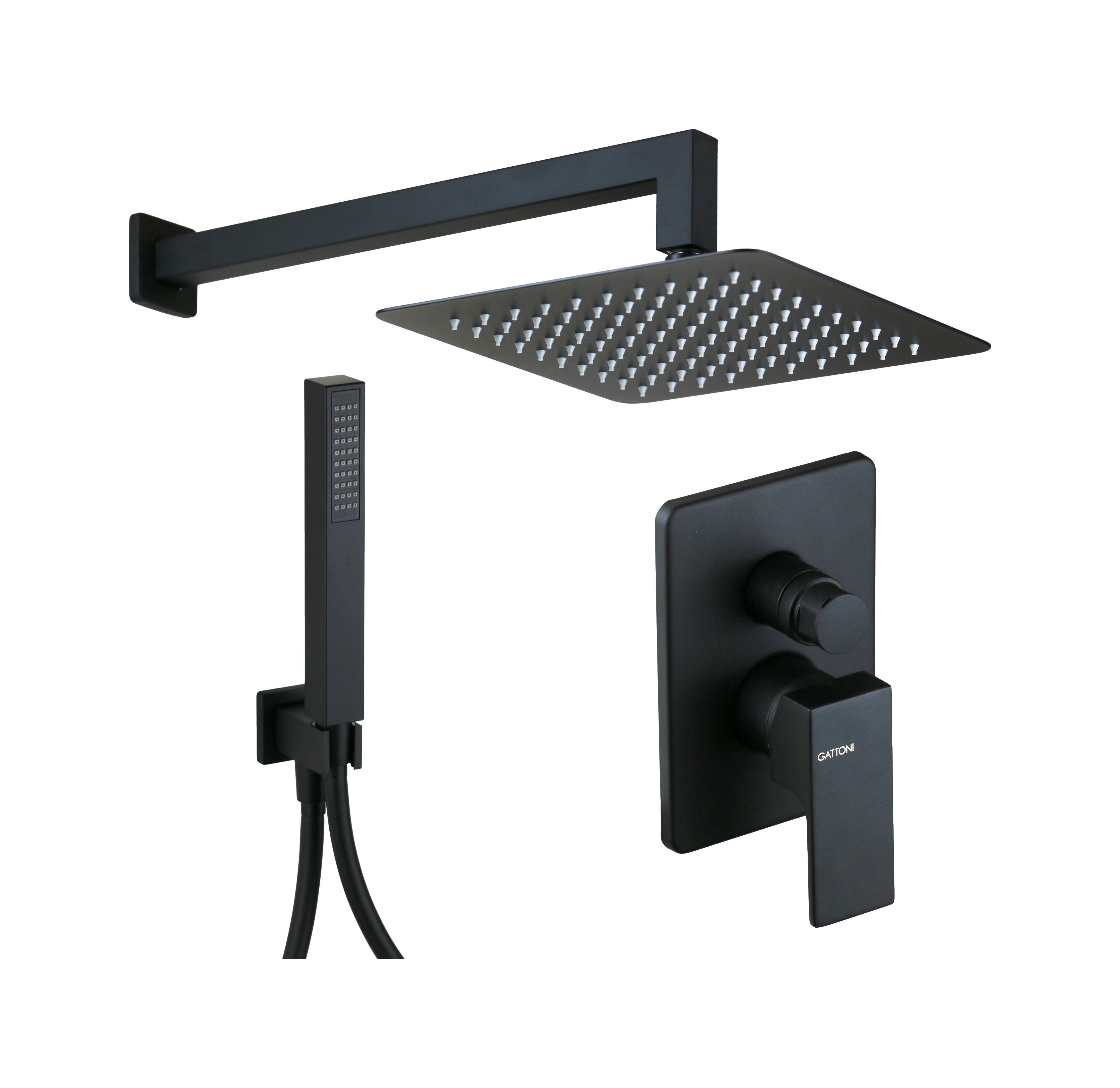 Kit de douche complet modèle carré en noir mat Gattoni SQUARE KTQ15 ...