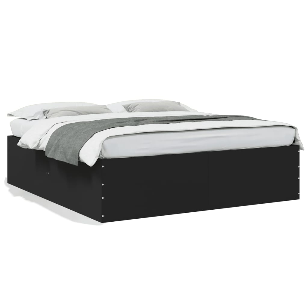 Estructura de cama negra de madera contrachapada 200x200 cm | Leroy Merlin