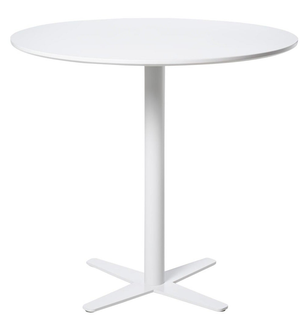 Table de bar ronde bois blanc et pieds acier blanc Cooky 80cm | Leroy ...