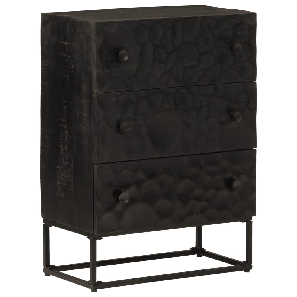 Commode noir 55x30x76 cm bois massif de manguier et fer | Leroy Merlin
