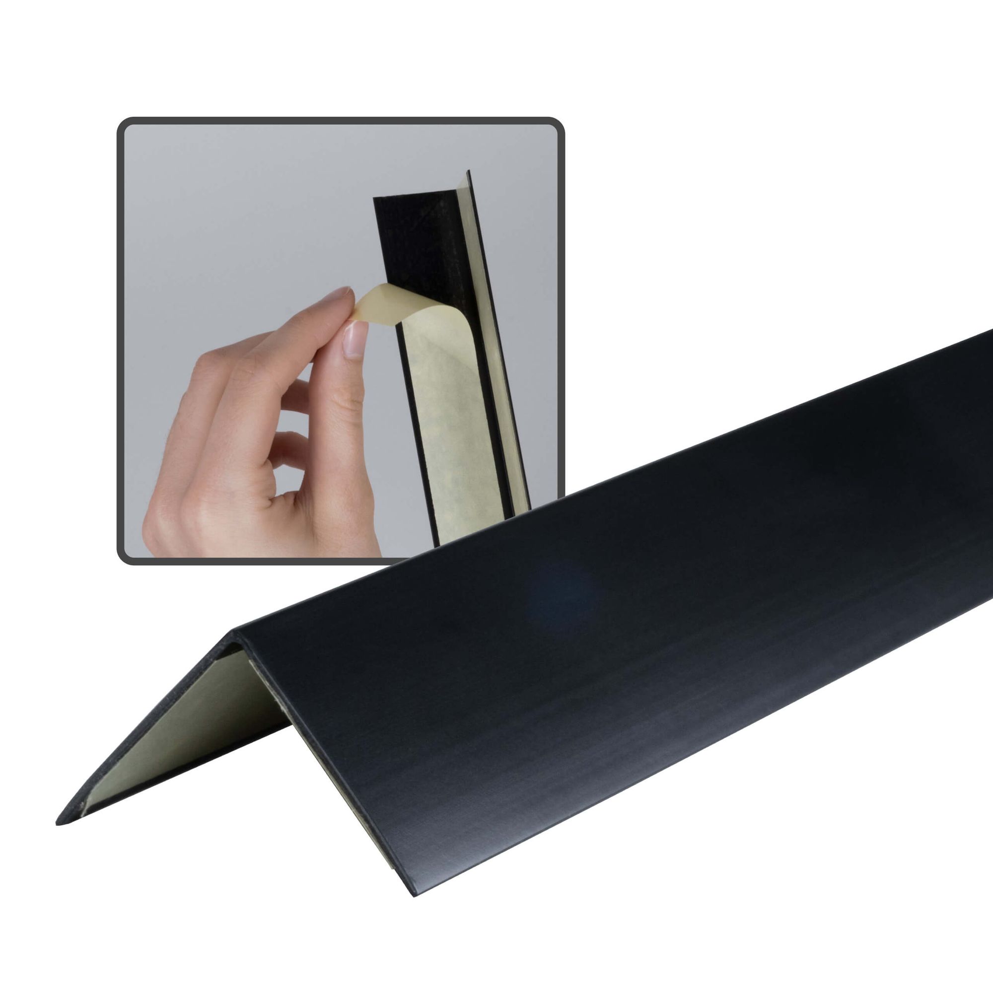Perfil angular autoadhesivo de PVC 30x30 mm 150 cm negro, cantonera ...