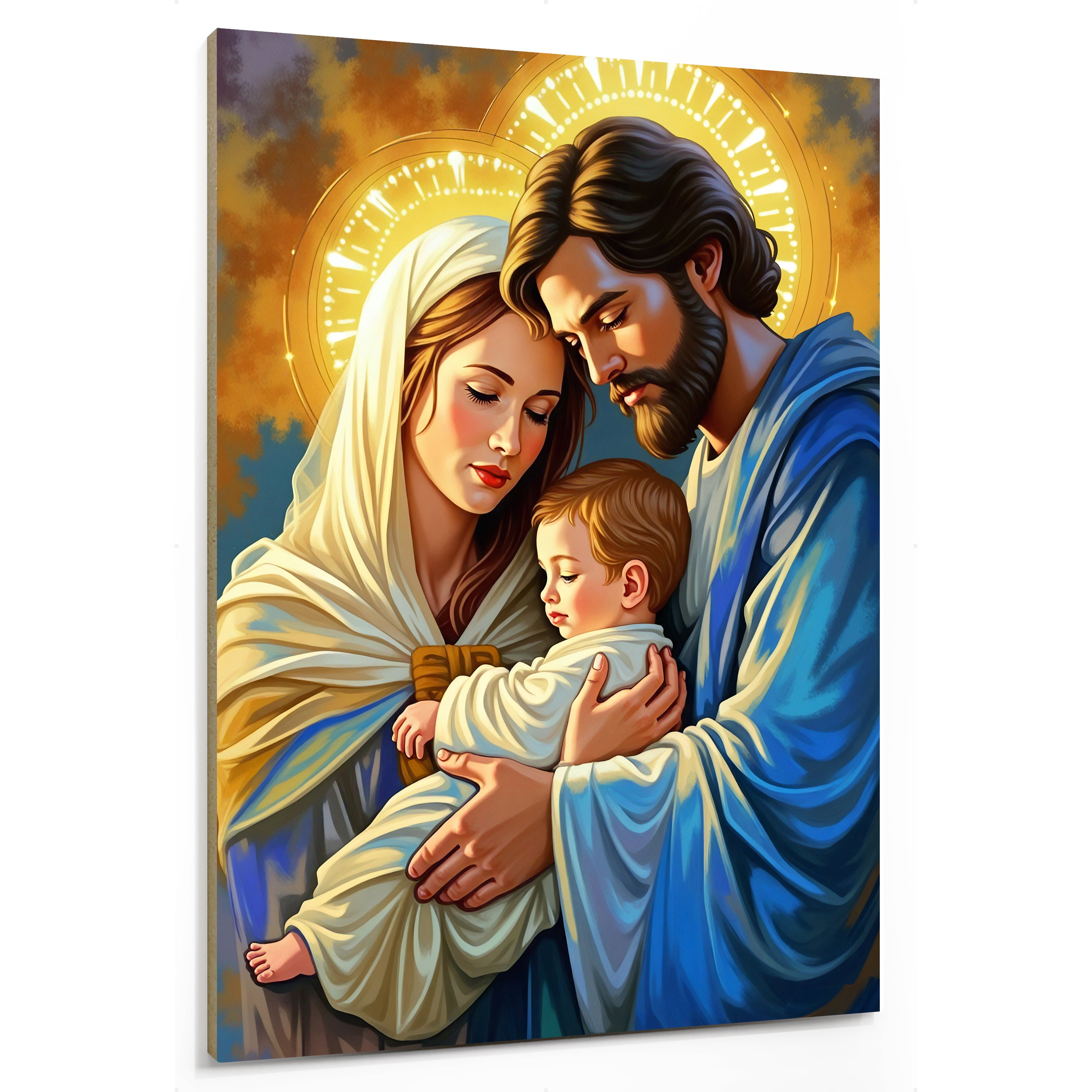Tableau Art sacré - Nativité - Sainte Famille - Étreinte Céleste ...