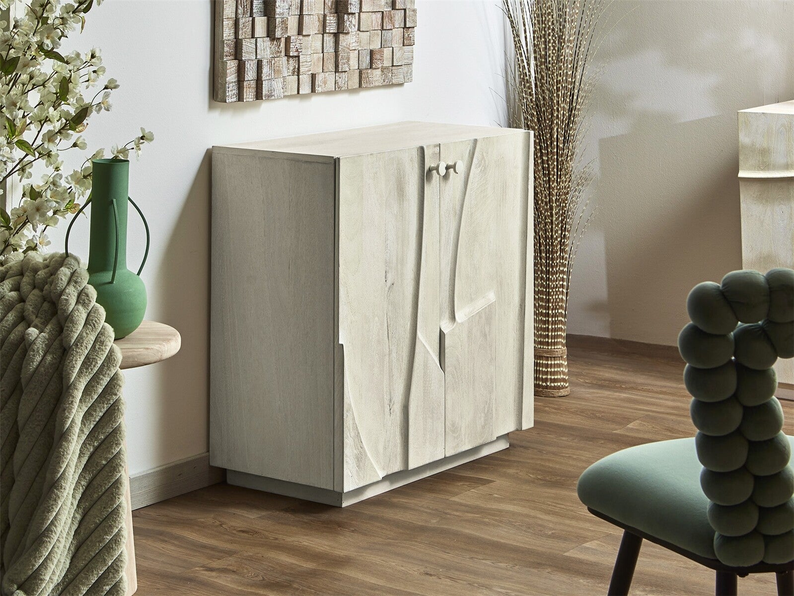 Meuble d'appoint avec 2 portes naturelles, 80x40x80cm | Leroy Merlin