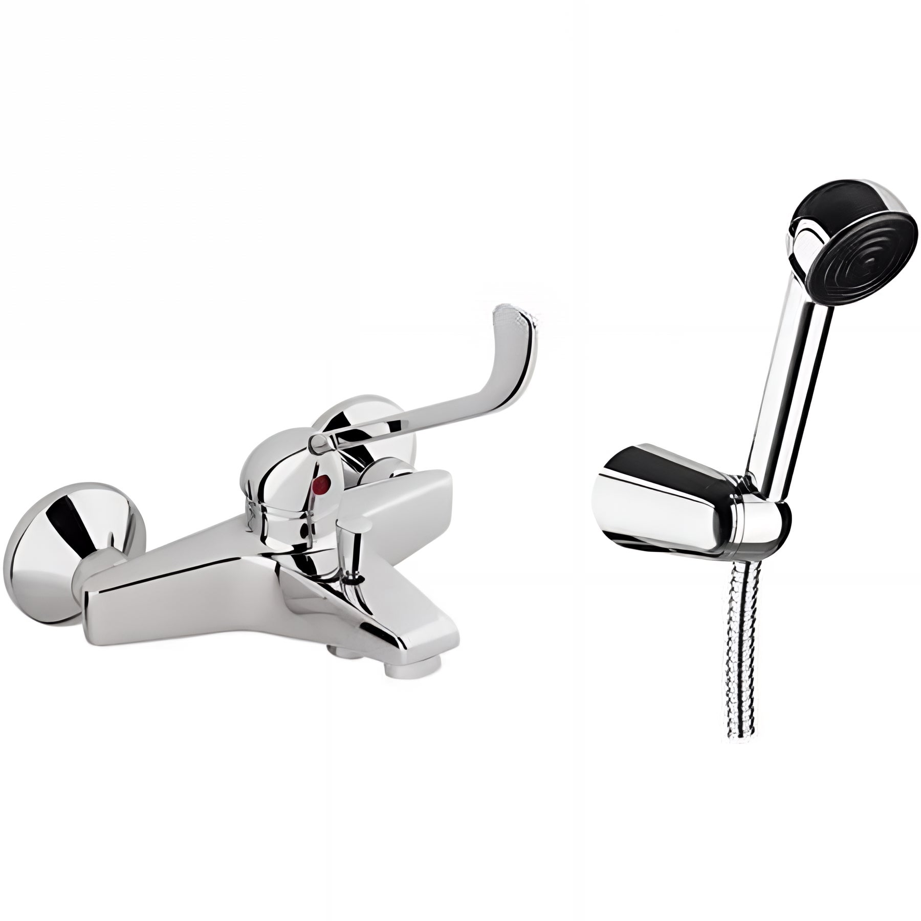 Pack mitigeur baignoire mural commande allongée PMR conforme normes ...