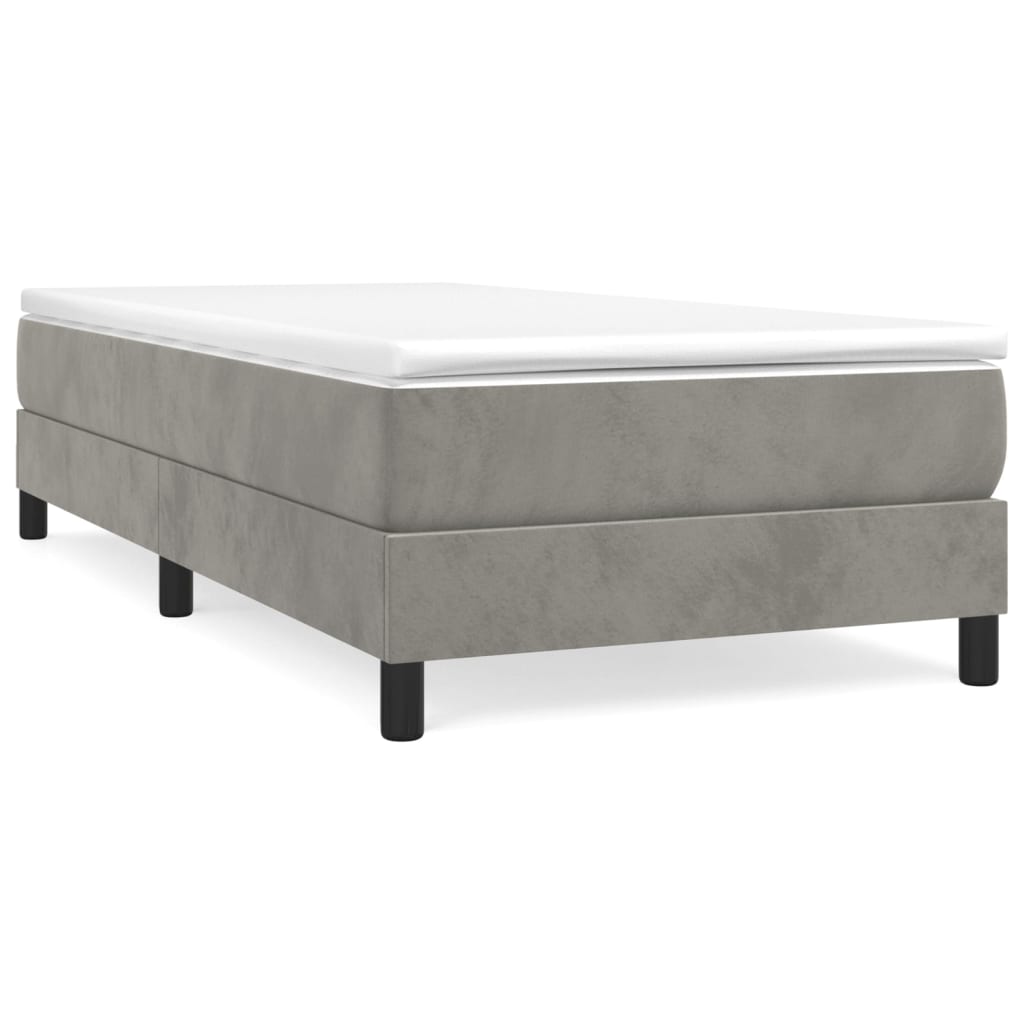 Cama box spring con colchón terciopelo gris claro 80x200 cm | Leroy Merlin