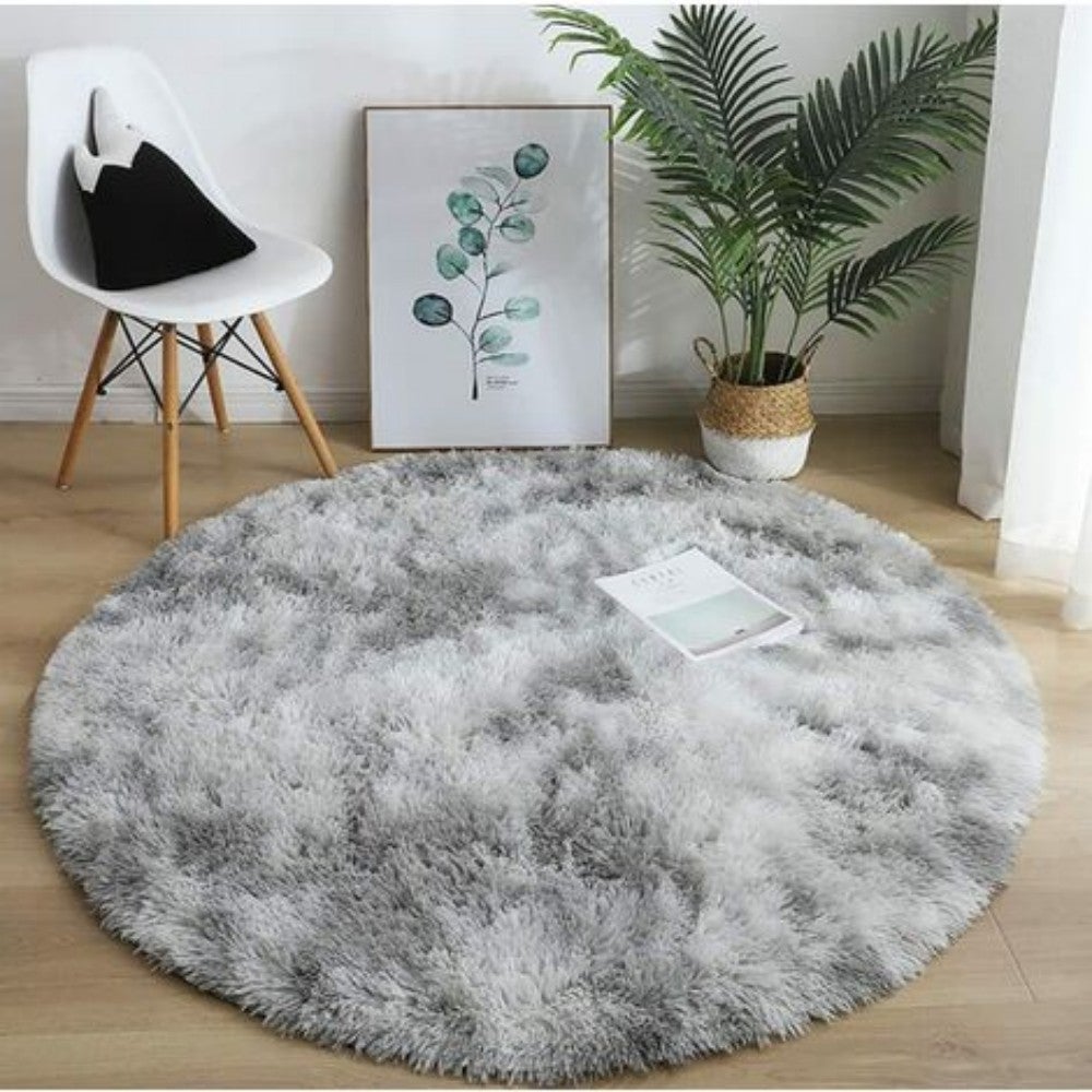Tapis Shaggy de Ronde Gris 160cm Fibre de Polypropylène Souple Tapis de ...