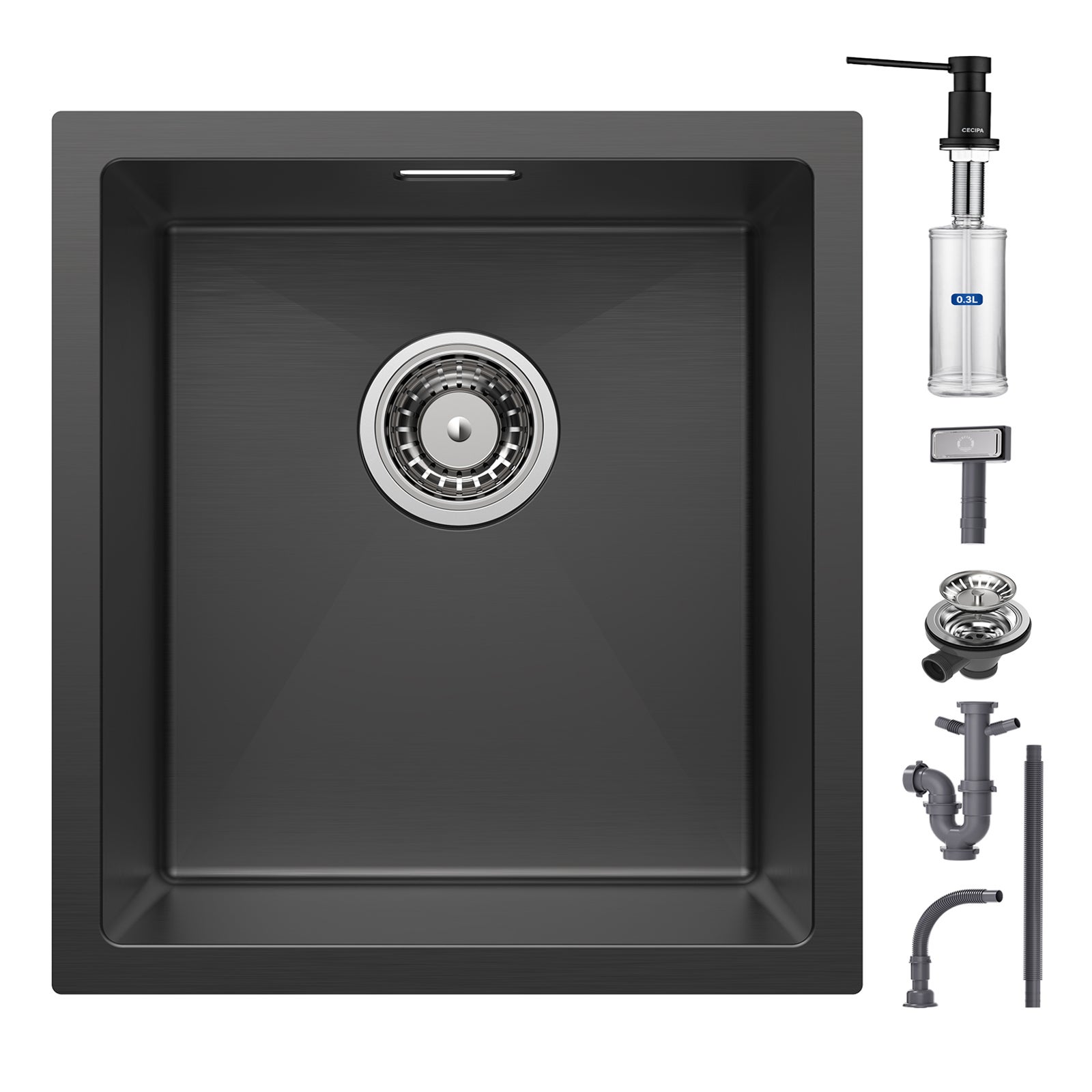 Cecipa max Évier Inox Encastré 40*44*19 cm - Évier de Cuisine 1 Bac ...