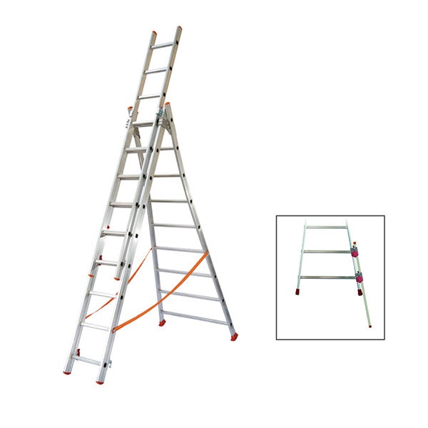 Echelle transformable 3x7 barreaux - Longueur déployée 4,26m - Sol plat ...