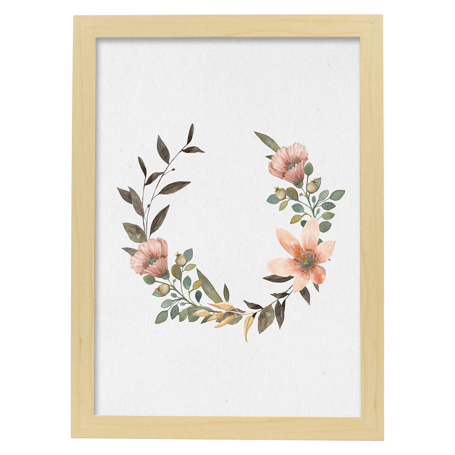 Poster De Coronas Florales. Lamina Corona Floral Naranjas, Ilustrada ...