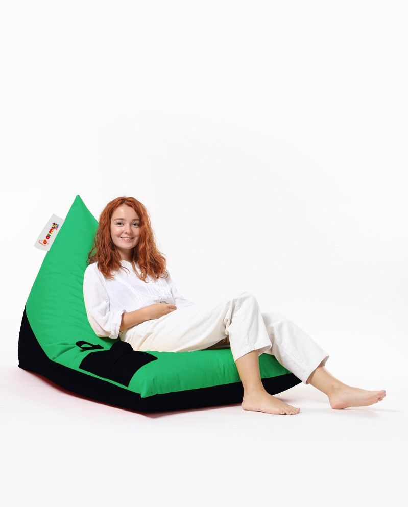 Pouf / coussin de sol triangle Gilko 90x145cm Tissu Noir et Vert ...