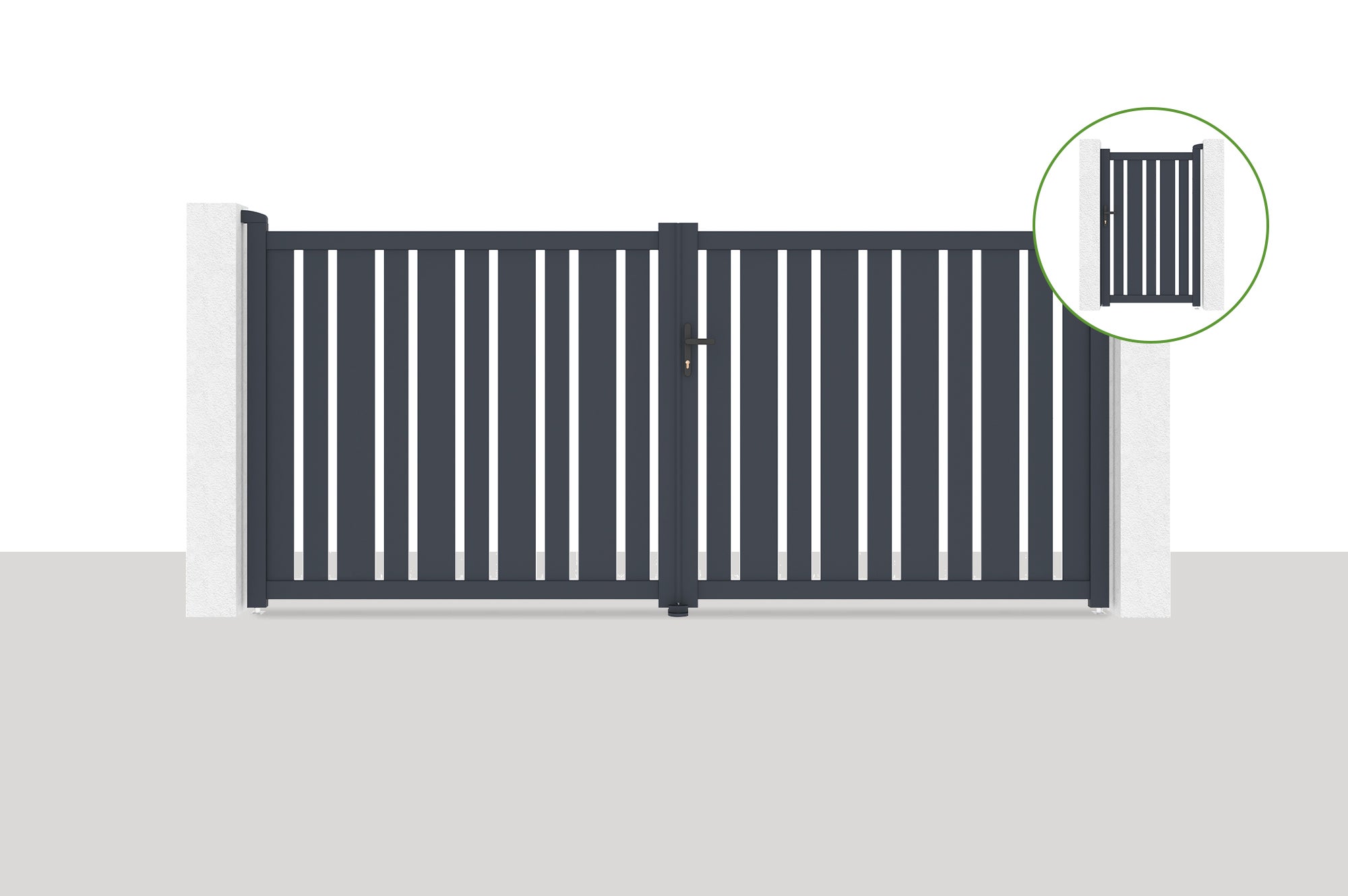 Portail battant 3,5x1,6m VEYMONT + Portillon 1m VEYMONT H.160cm gris ...