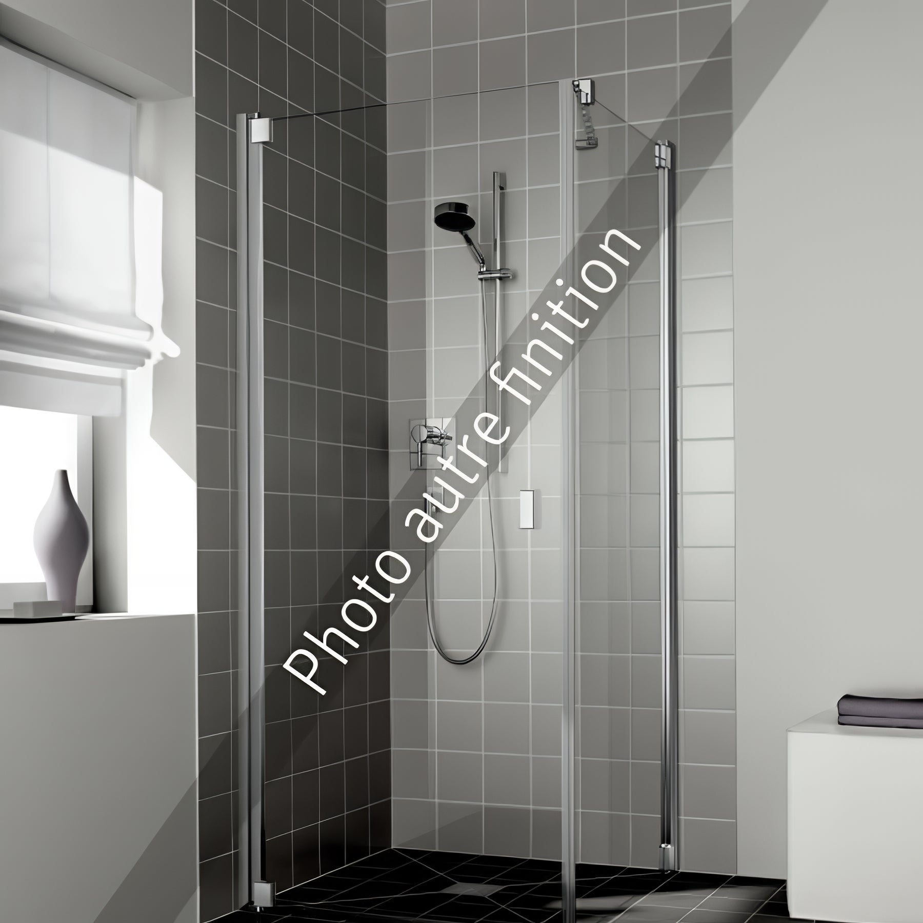 Paroi de douche pivotante largeur 100 cm hauteur 200 cm argent finition ...