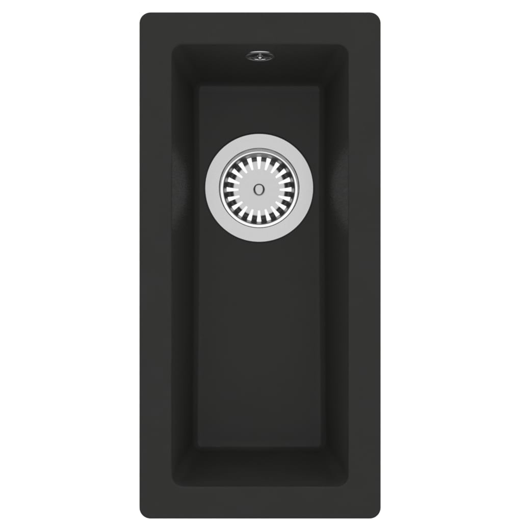 Lavello cucina con foro troppo pieno 22 x 46 cm granito nero 02_0002397 ...