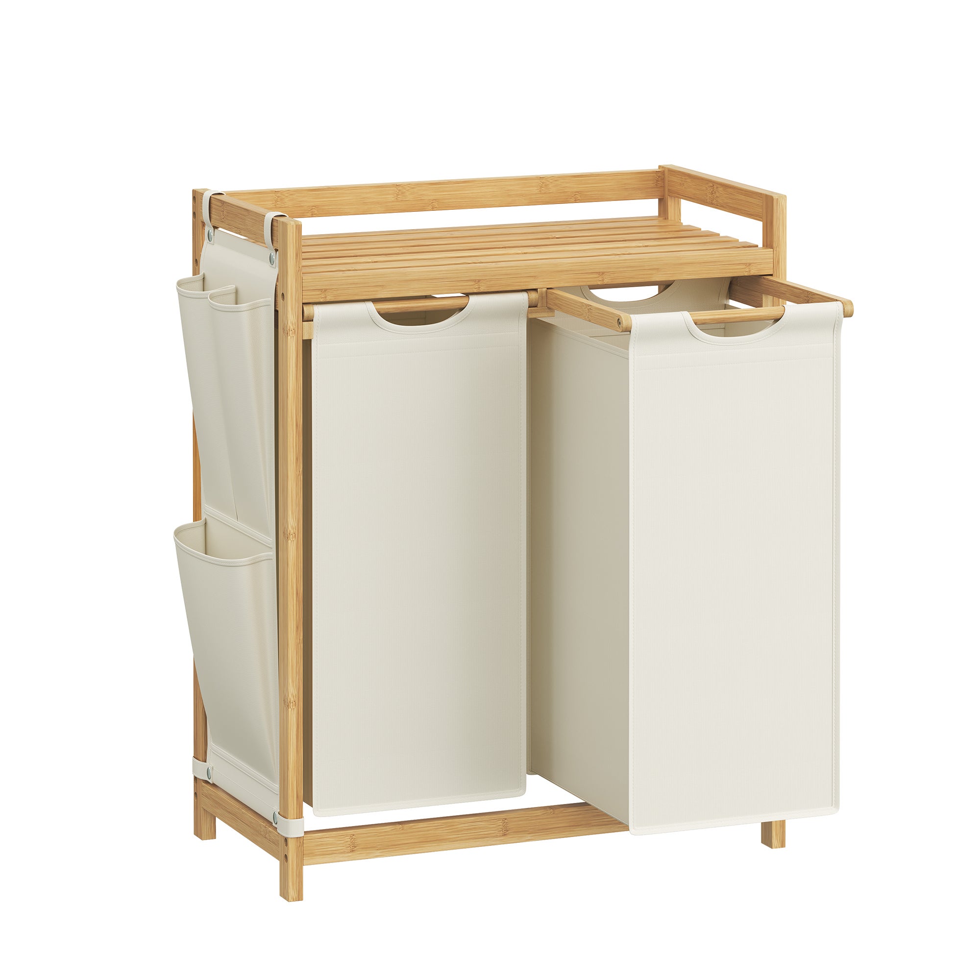 Panier à Linge, avec 2 Compartiments, en Bambou, Capacité de 100 Litres ...