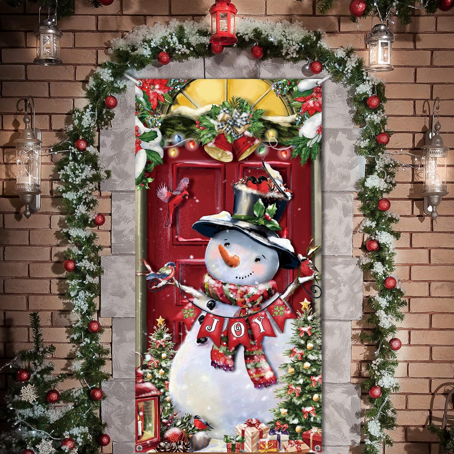 Couverture de Porte de Bonhomme de Neige de Noël Bannière de Porte d ...