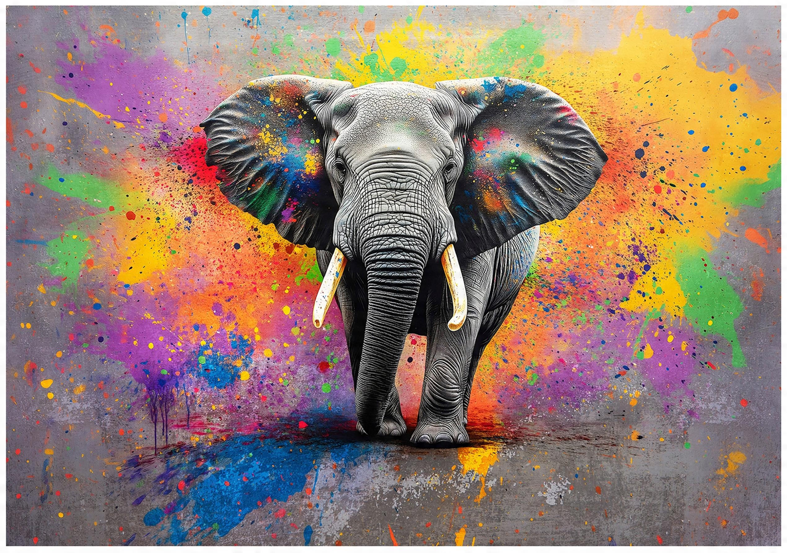 Papier Peint Enfants Animaux Éléphant Coloré Panoramique Intissé Pour ...