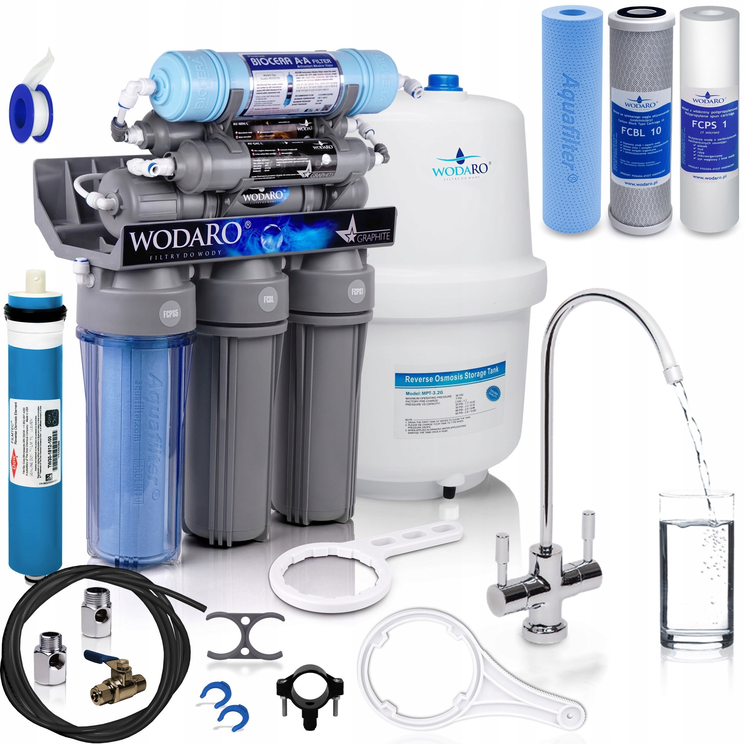 Osmoseur domestique 7 étapes de filtration RO7 WGR GRIS + Jeu de cartouches (3 pièces) | Leroy ...