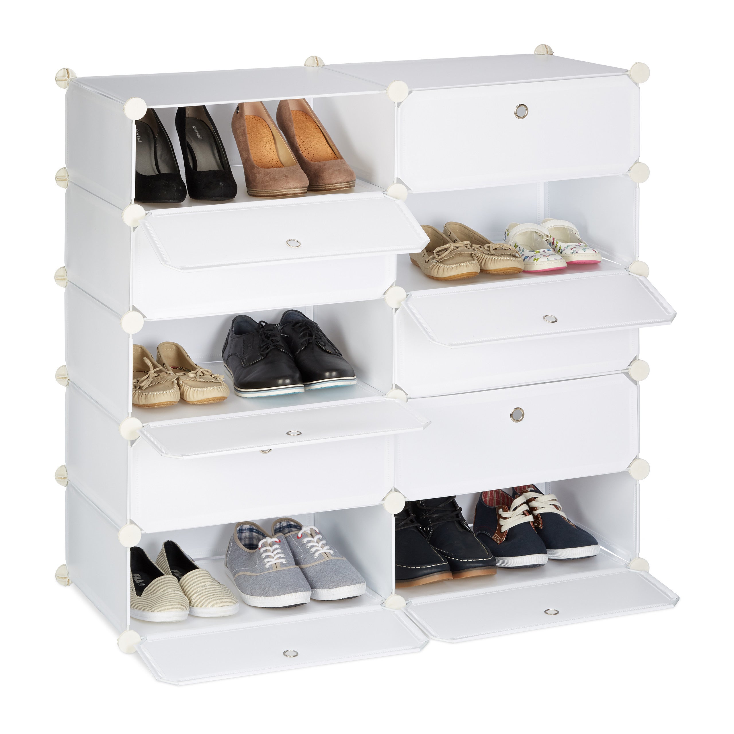 Relaxdays Zapatero Modular con 10 Compartimentos, Plástico, Blanco ...