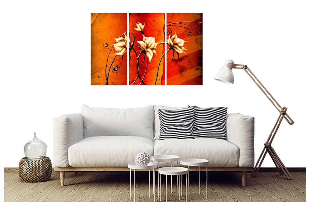 Tableau triptyque deco fleurs en été - 90x60 cm | Leroy Merlin