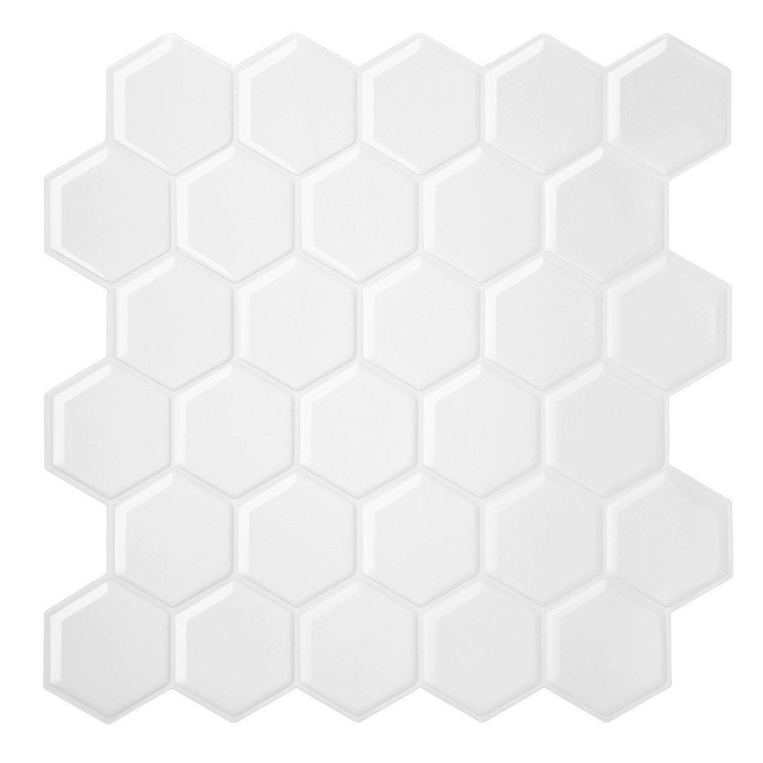 Carrelage adhésif hexagonal blanc 30×30 cm – Lot de 10 tuiles PET 3D ...
