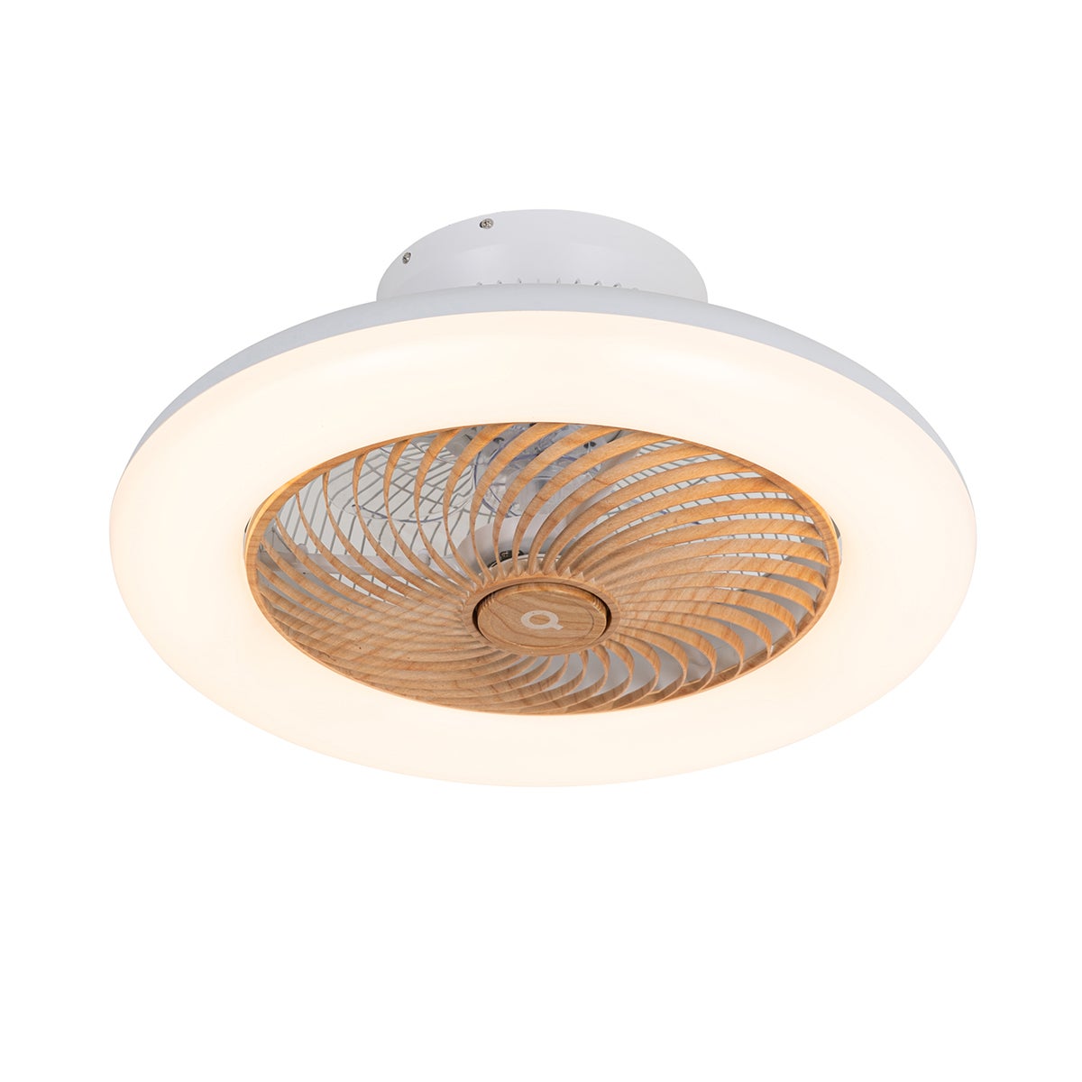 Ventilador de techo blanco con estampado de madera 55cm incl. LED ...