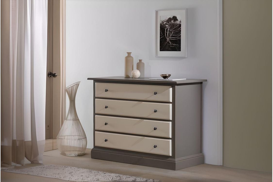 Grande commode 4 tiroirs et poignées en métal vence - blond | Leroy Merlin