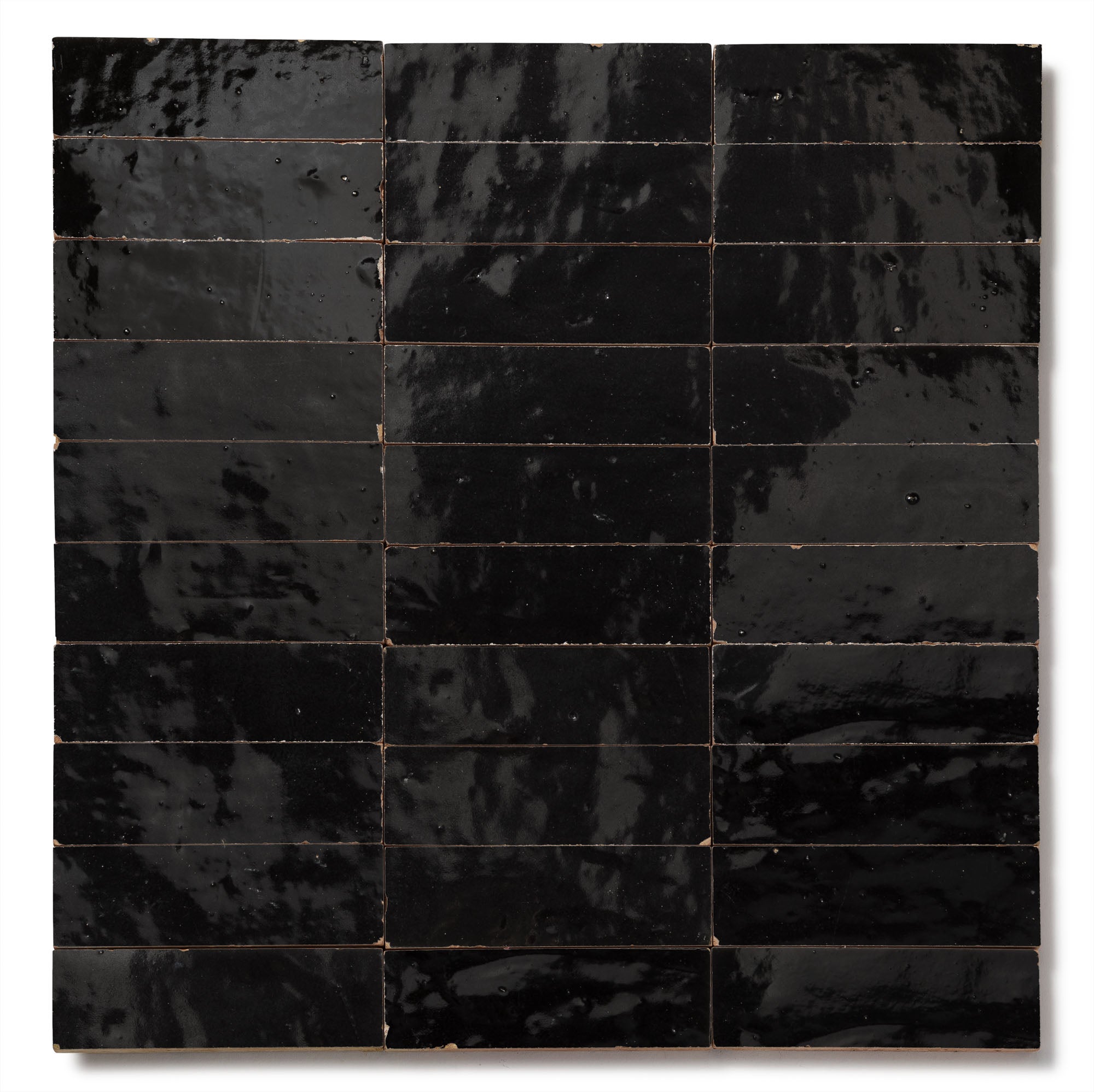 Zellige Marocain Artisanal Véritable - Noir Intense 3x10 cm - Carrelage ...
