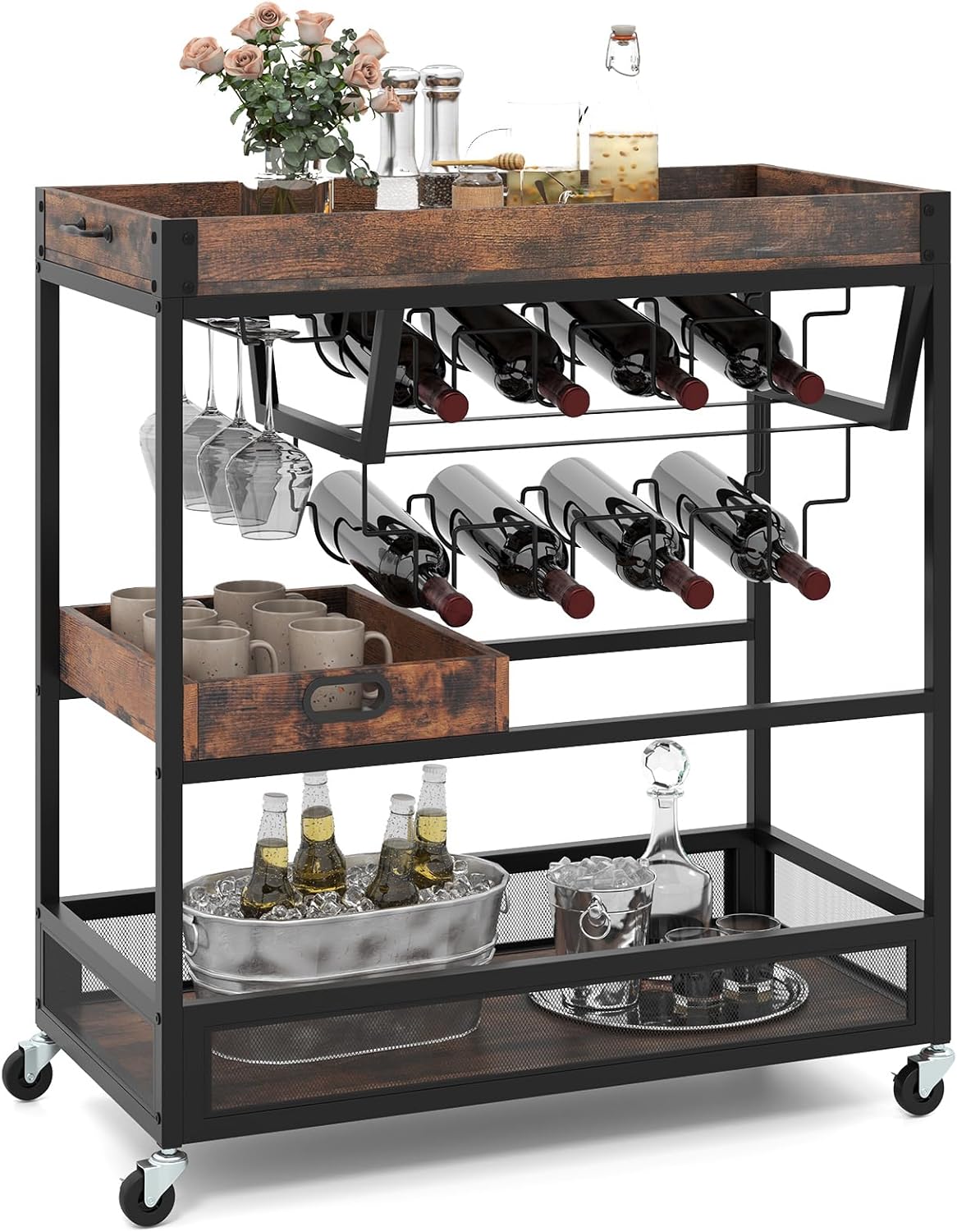 Carrito de Cocina, Carrito de Servicio con Ruedas de 3 Niveles con ...