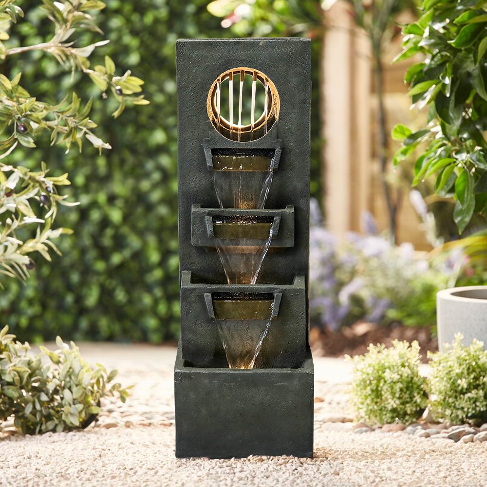 Fontaine moderne en cascade 100 cm avec LED, pour jardin, terrasse ...