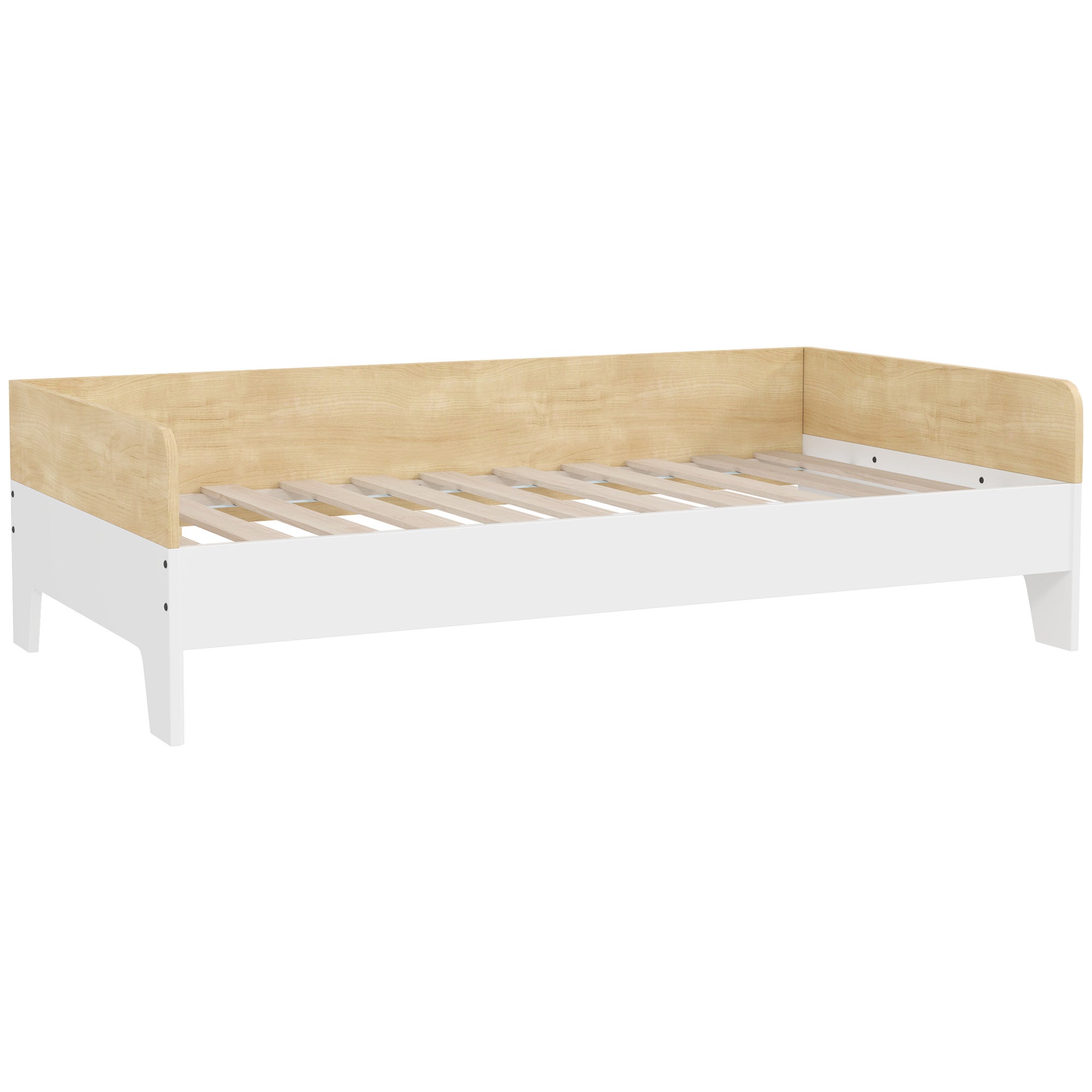 Cama Infantil AIYAPLAY MDF Blanco y Madera Natural 143.5x74x40 cm ...
