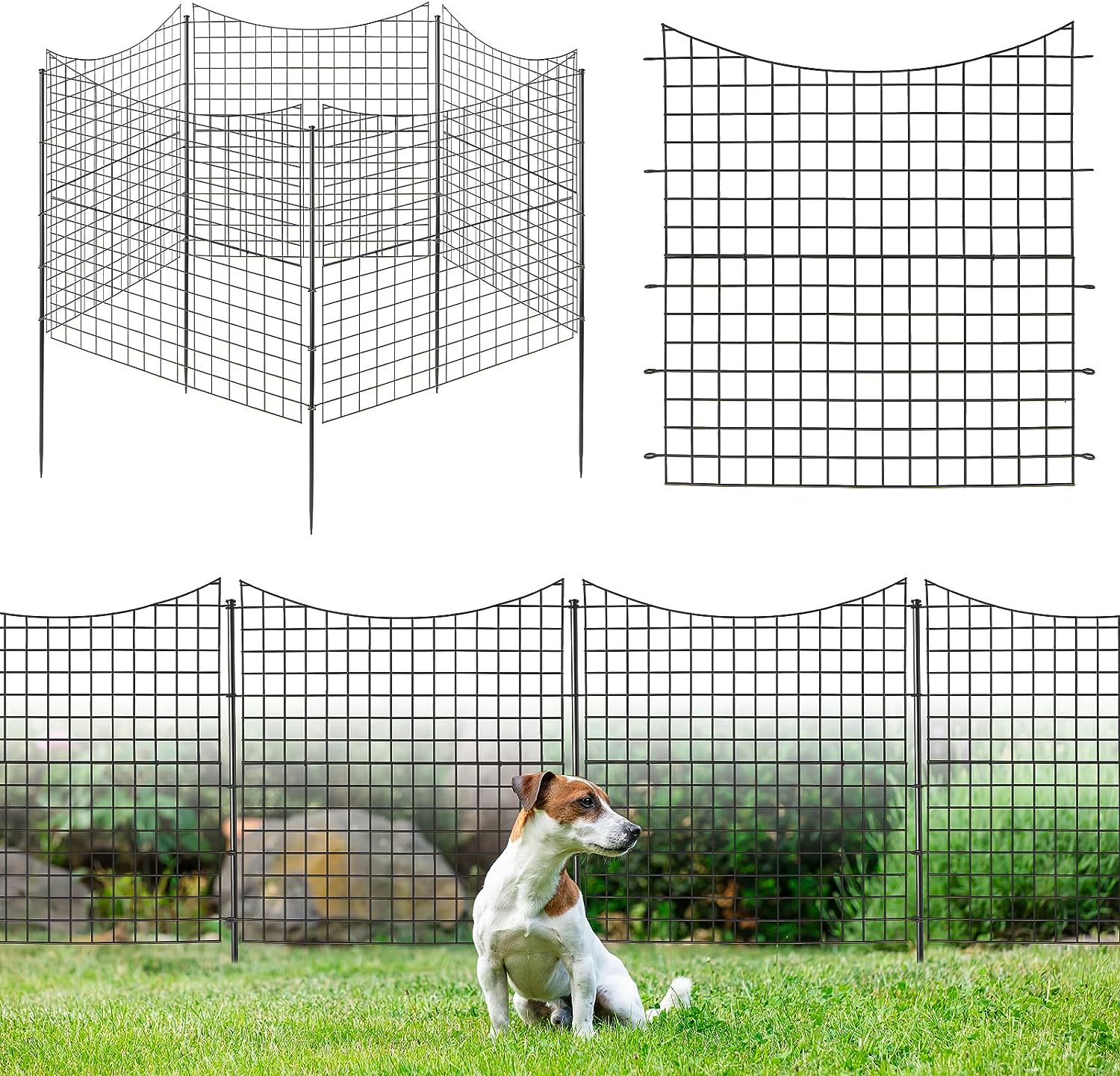Clôtures de Jardin en Métal avec 5 panneaux et 5 piquets, Barrière ...