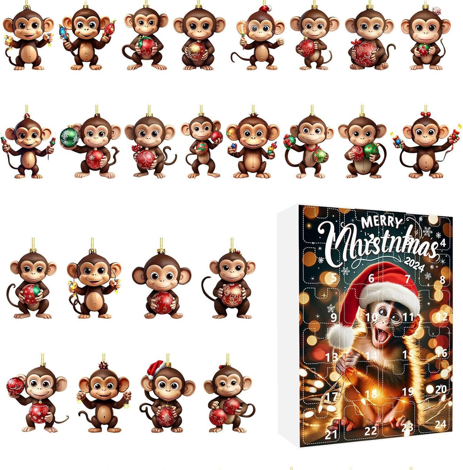 Calendrier de compte à rebours singe 2D - Décoration saisonnière pour ...