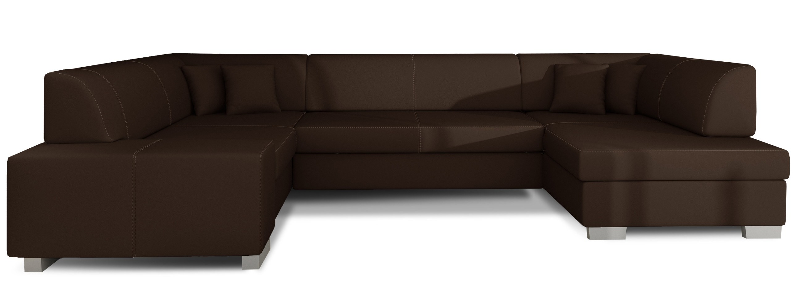 Canapé convertible panoramique simili cuir marron avec coffre de ...