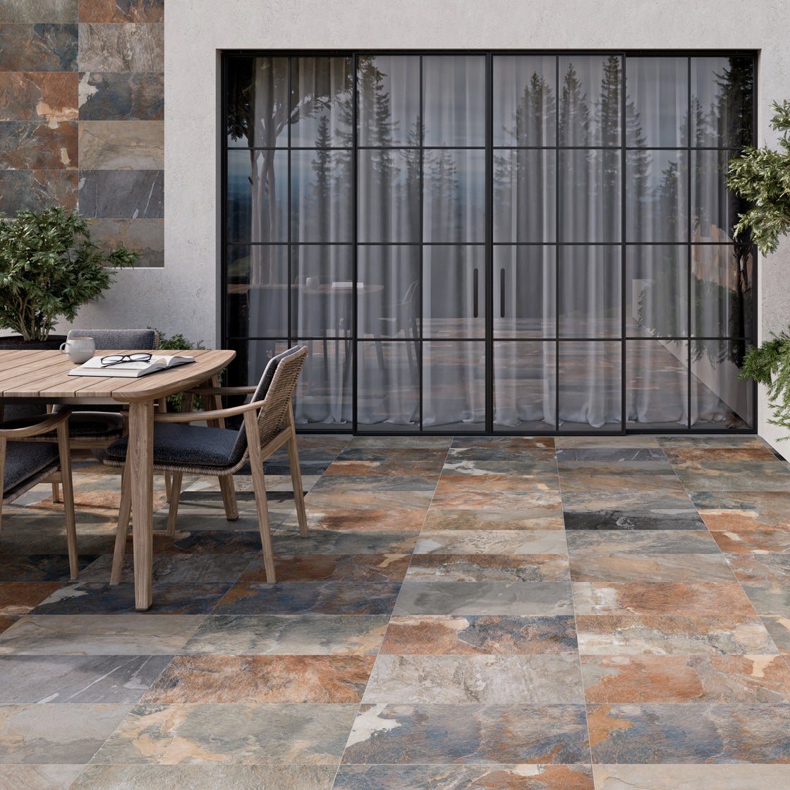 Carrelage sol extérieur / piscine effet Pierre de Bali Météor Mix R11 ...