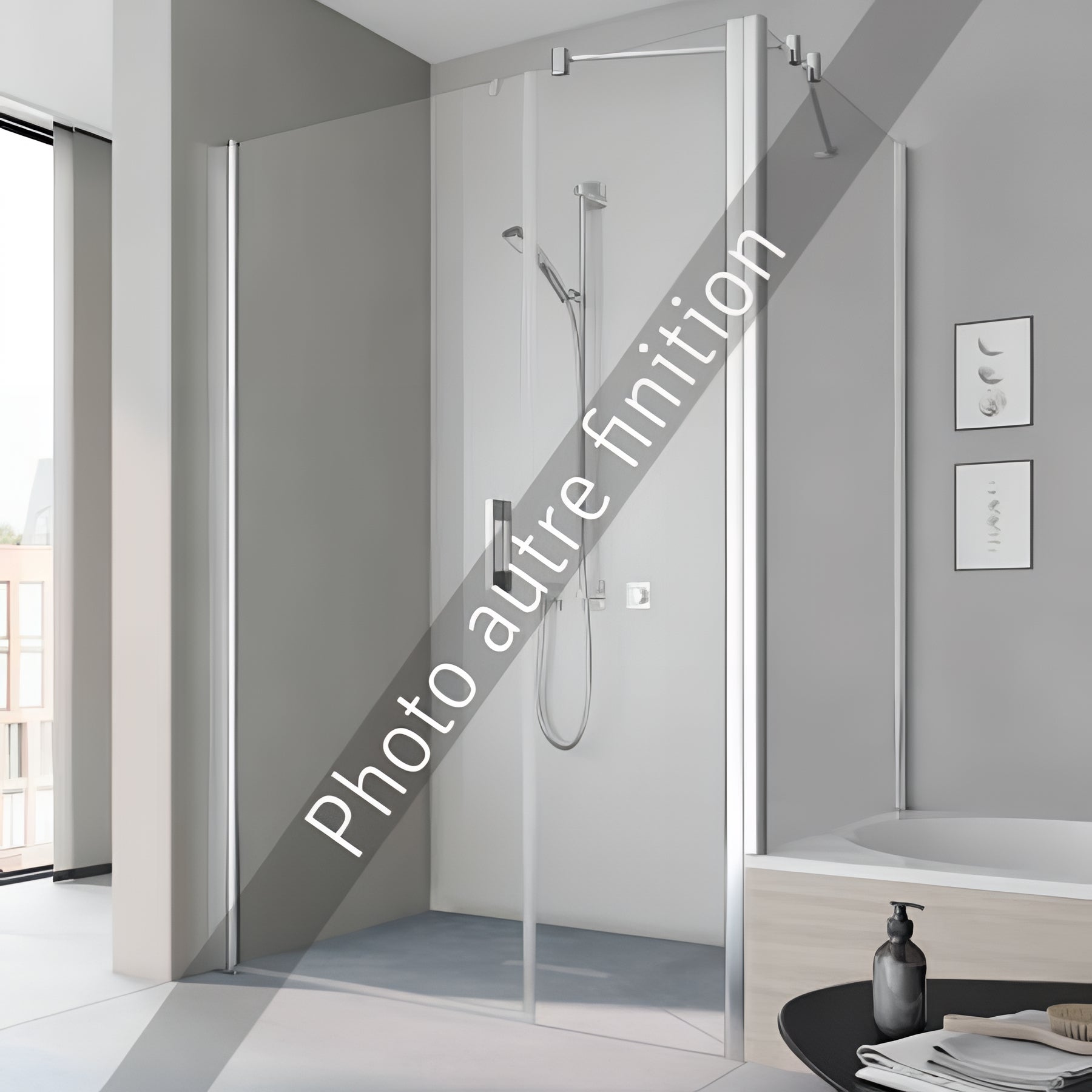 Paroi de douche pivotante largeur 110 cm hauteur 200 cm profilé argent ...