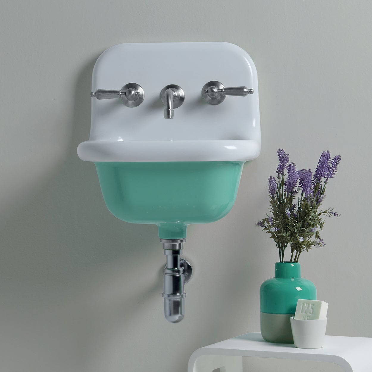 True Colors - Lavabo Rétro Pastel Turquoise 42cm signé BLEU PROVENCE ...