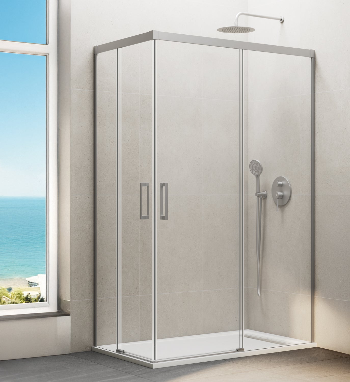 BOX DOCCIA AD ANGOLO. FRONTALE: 115-120 cm + LATERALE: 75-80 cm MODELLO ...